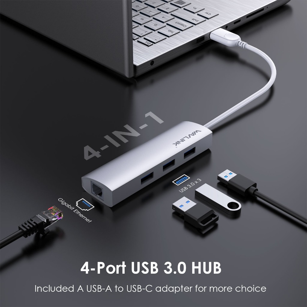 WAVLINK USB HUB Docking Station For Laptop USB-C to 4K HDMI Adapter PD ...