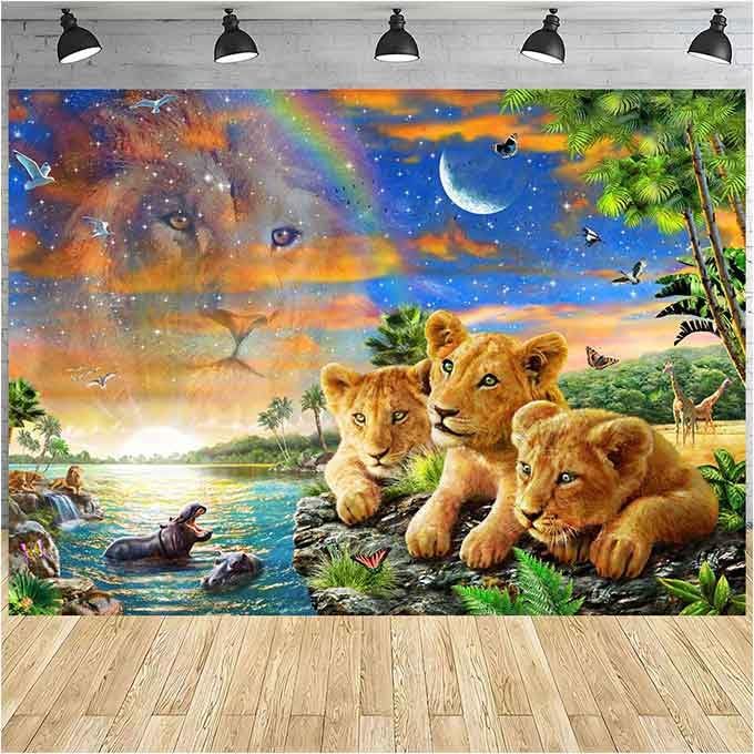 7x5ft Jungle Lion King Photography Backdrop Lion Beasts King Background ...