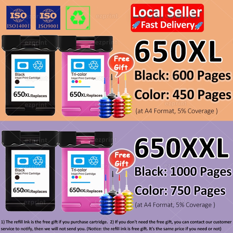 Compatible for HP 650XL Ink Cartridge HP 650XXL Ink HP 650 Ink ...