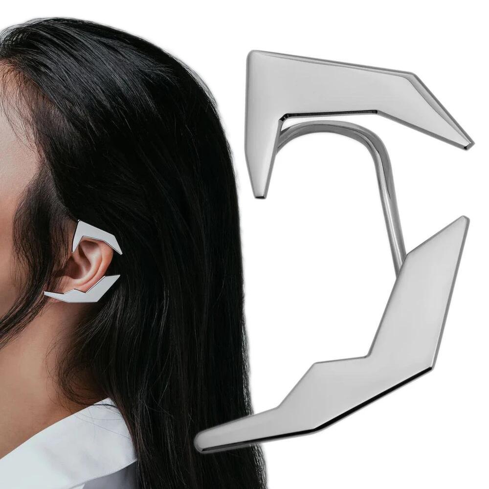 Hip Hop Punk Unisex Ear Clips Cyberpunk Y2K Couple Silver Color Ear ...