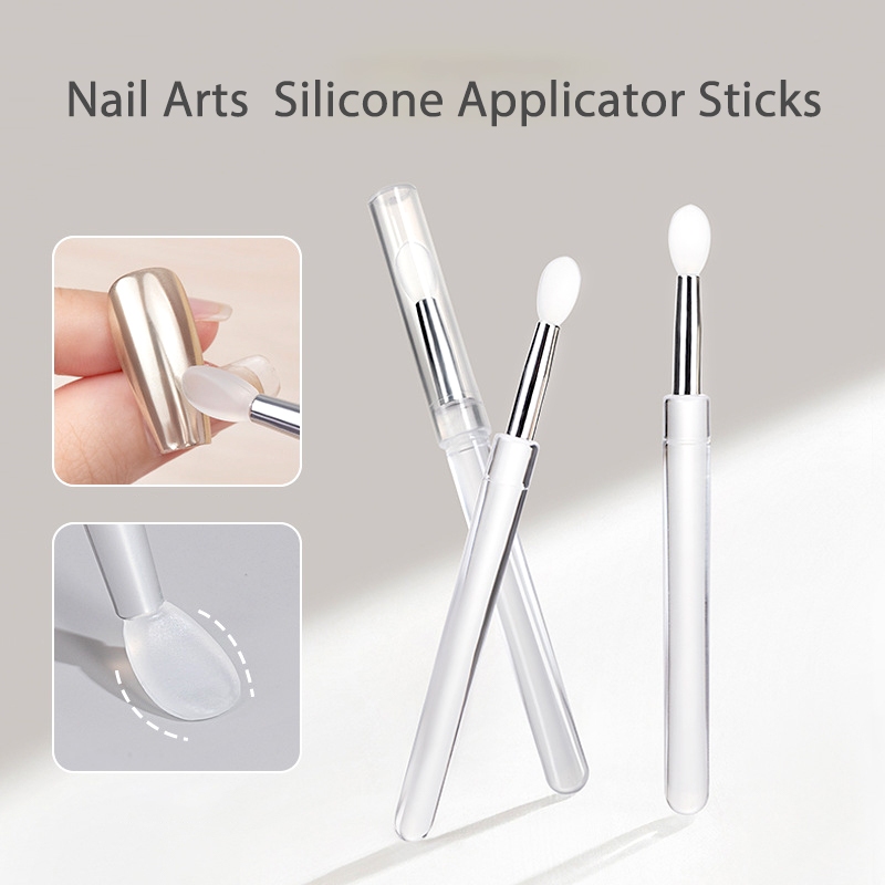 Silicone Applicator Sticks Reusable Lip Brush With Cover For Dust Prevention Silicone Nail ...