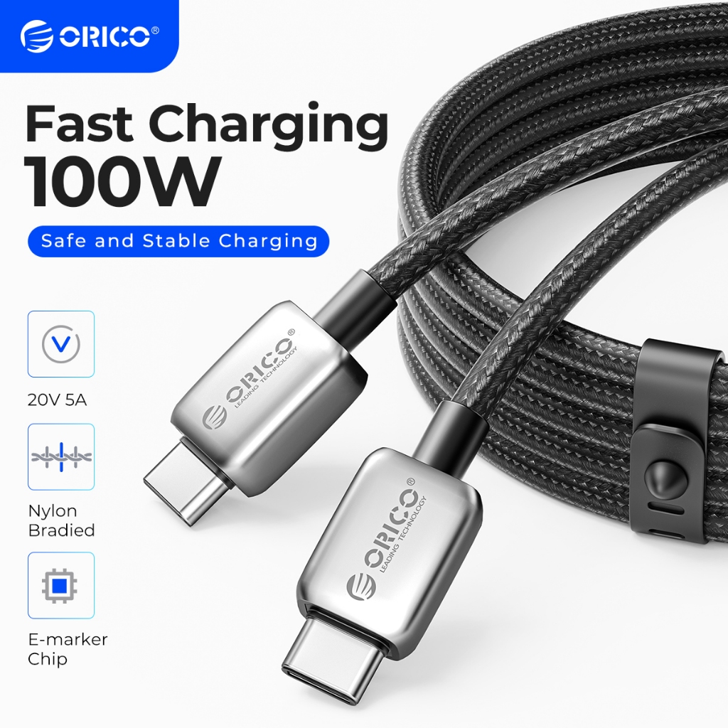 ORICO Fast Charging Cable PD100W 20V 5A Nylon Bradied USB C To USB C E-marker for Samsung Mac ...