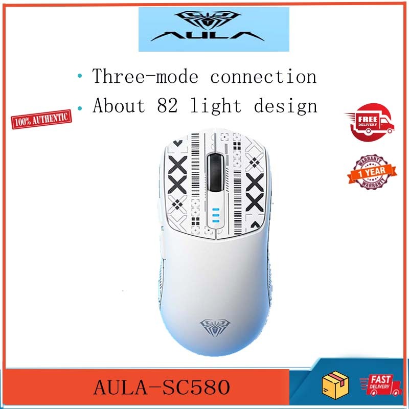 Aula SC580 Wireless Mouse Three-Mode Bluetooth 2.4g Wired Gaming Game ...