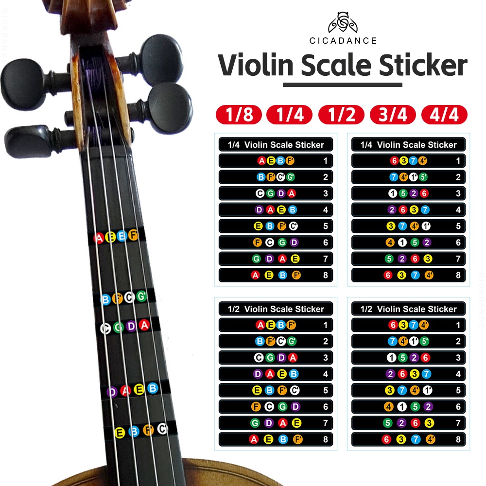 4/4 Violin Sticker Guide Easy Install Removable Fiddle Fingerboard Note ...