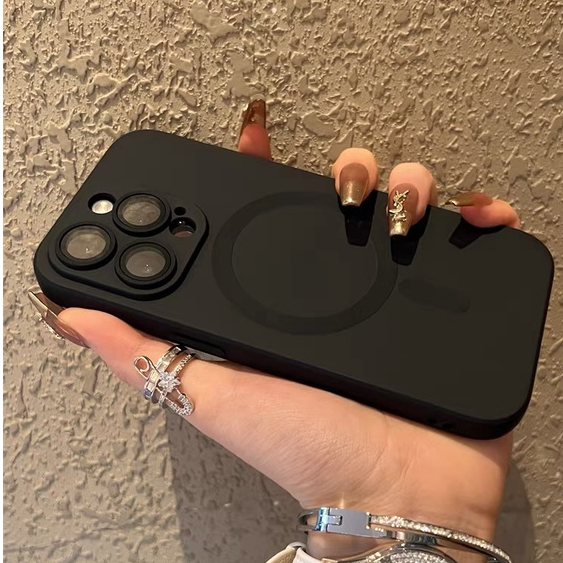 Luxury Premium black matte magnetic phone case iPhone 15 14 13 12 11 ...
