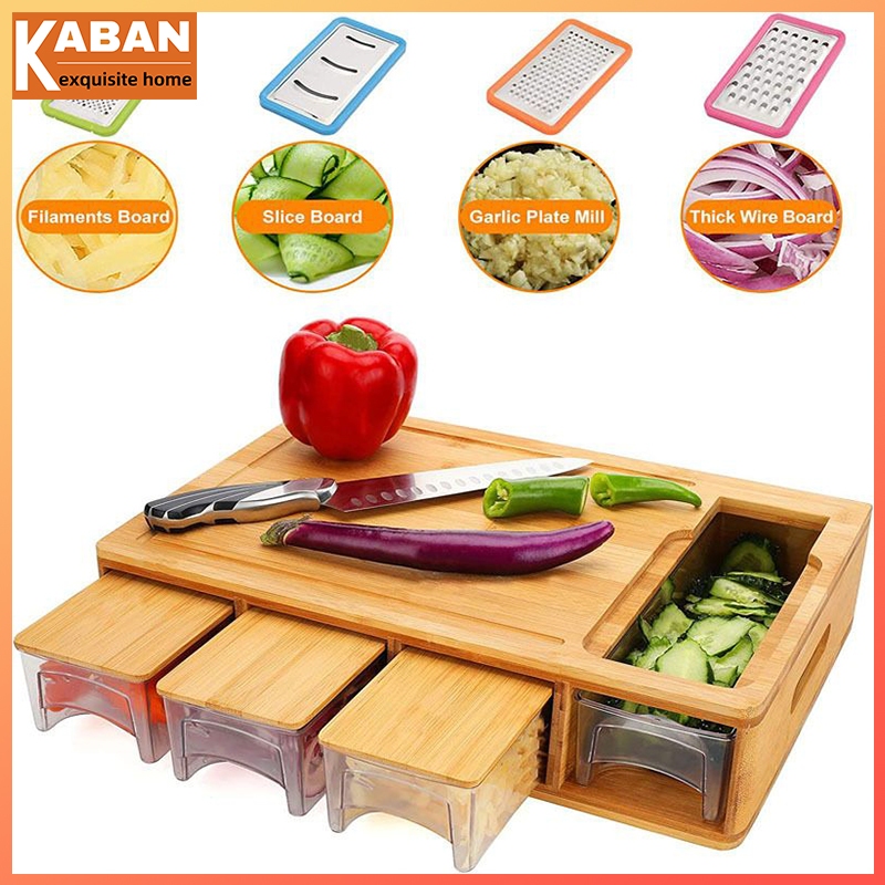 Vegetable Cutting Board Bamboo Cutting Board with Drawer ...
