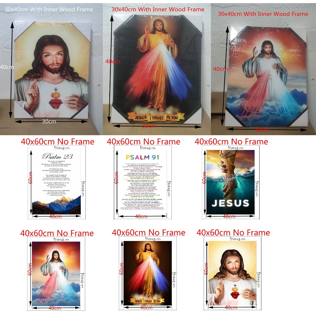 Jesus Poster Psalm 23 Poster Psalm 91 Canvas Print Religious Wall Decor ...