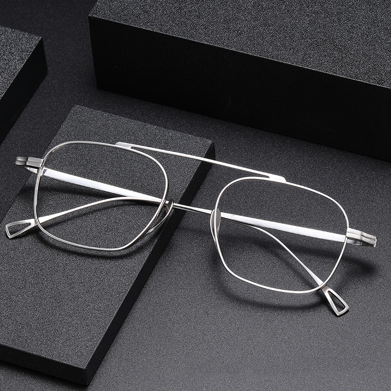 Ultralight Pure Titanium Eyeglass Frame Optical Men Vintage Single Beam ...