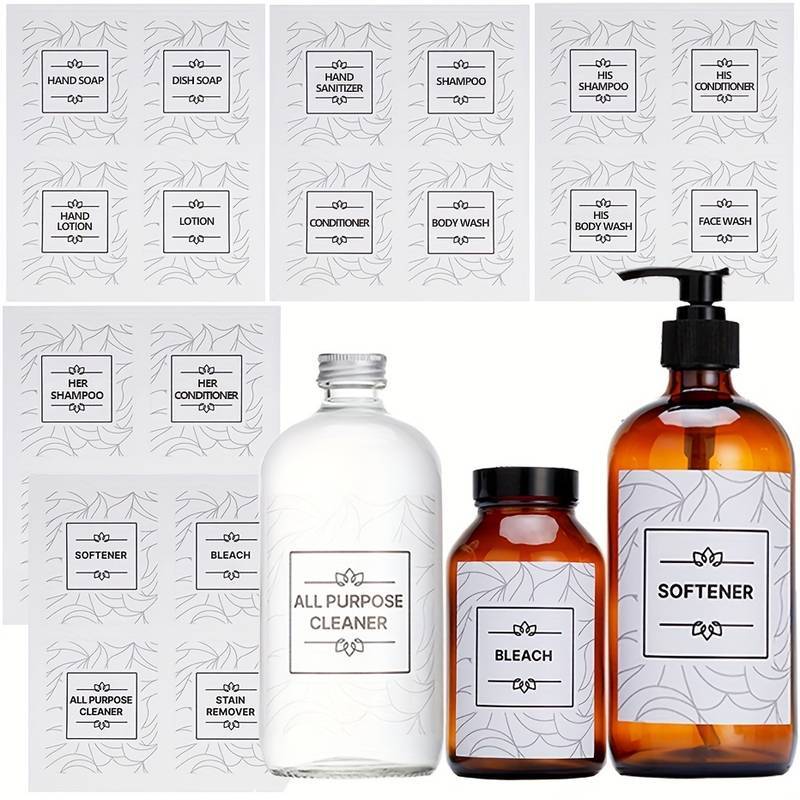 20pcs Bottle Stickers, Bathroom Labels, hand soap dishs body wash ...