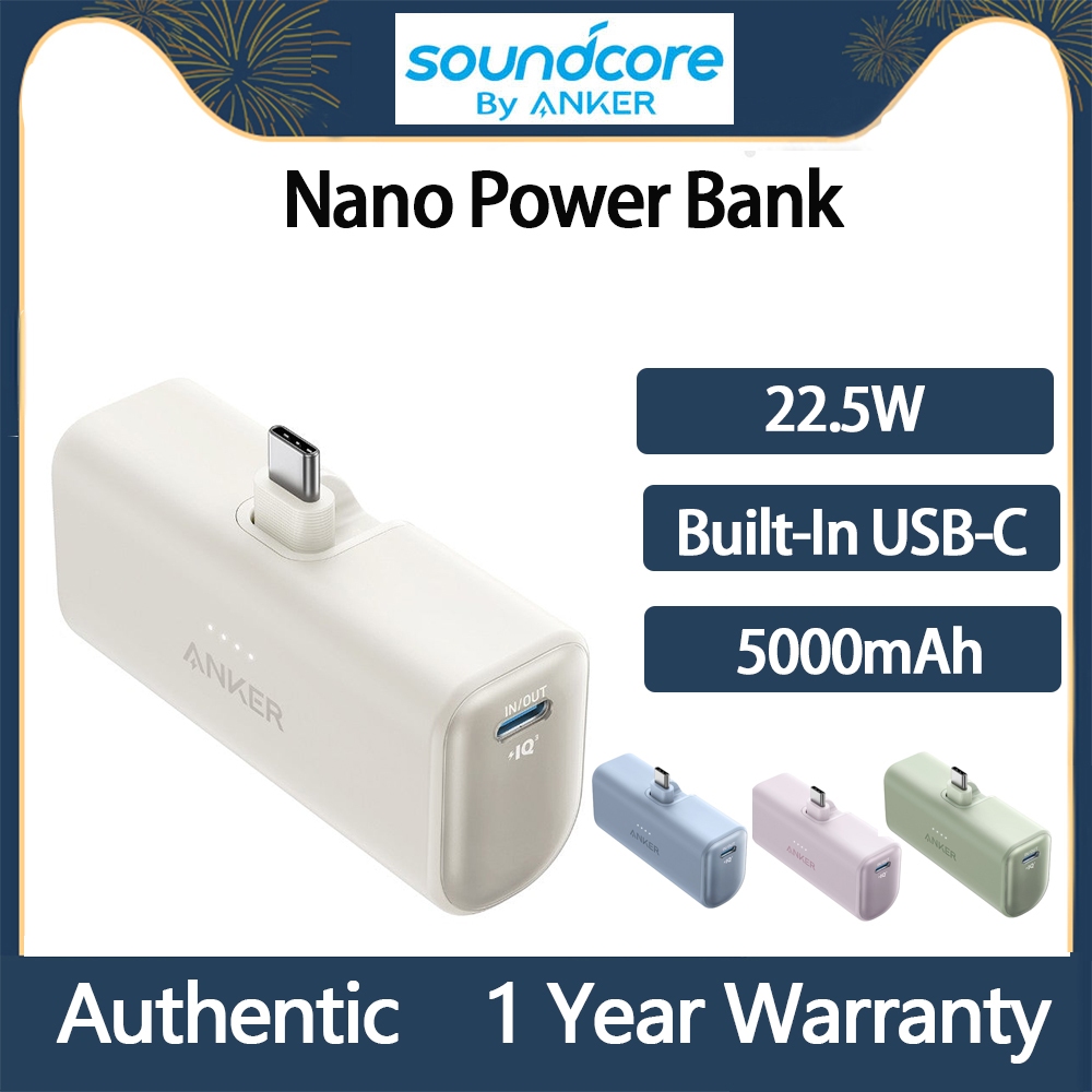 Original Anker Nano Power bank 22.5W Fast Charging Built-In USB-C ...