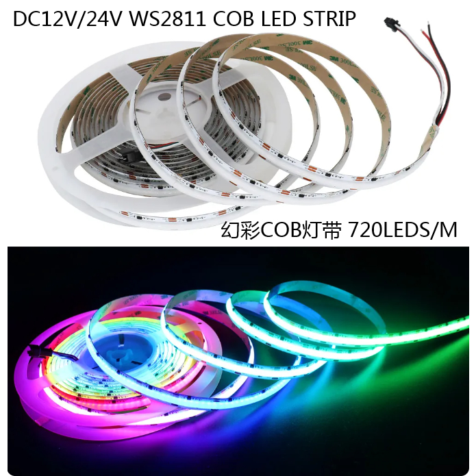 WS2811 COB LED Strip RGB IC Pixel Addressable DC12V 24V WS2812B 720Leds ...