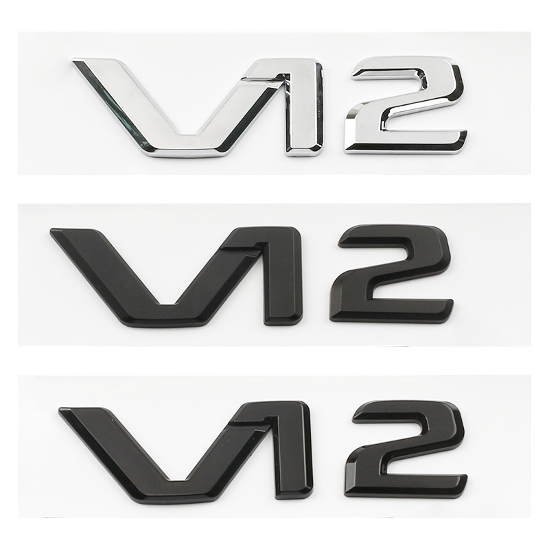 1 x ABS V12 Logo Car Auto Rear Trunk Emblem Badge Sticker Decal ...