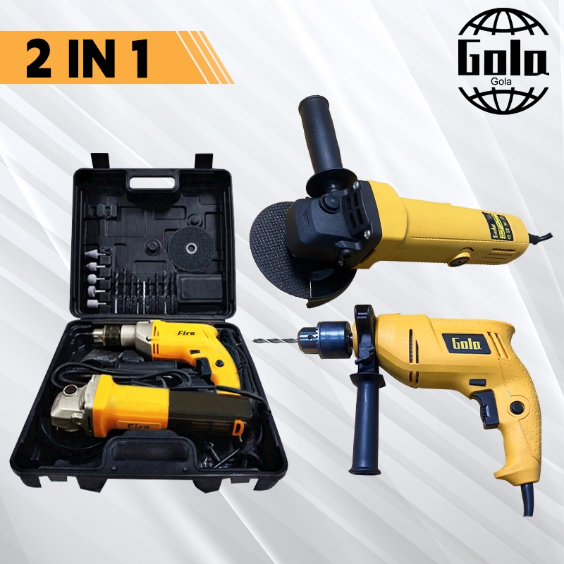 Powerful 2 In 1 Angle Grinder And Drill Set With Hard Case (Free Disc ...