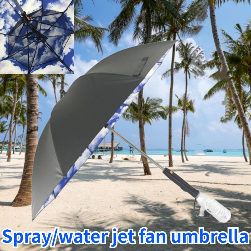 Creative Umbrella With Fan And Mist Spray Long Handle Sunny And Rainy ...