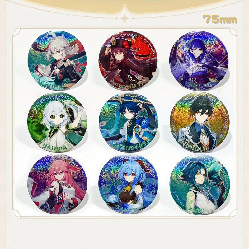 Genshin Impact Badge Furina Neuvillette flashing tinplate badge pin ...