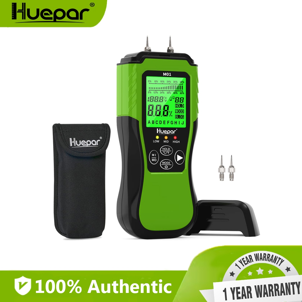 Huepar Firewood Moisture Tester Pin-Type Wood Humidity Detector with 8 ...