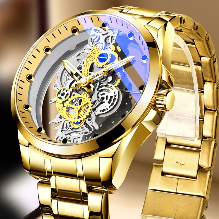 Men's automatic fully mechanical quartz watch double-sided transparent ...