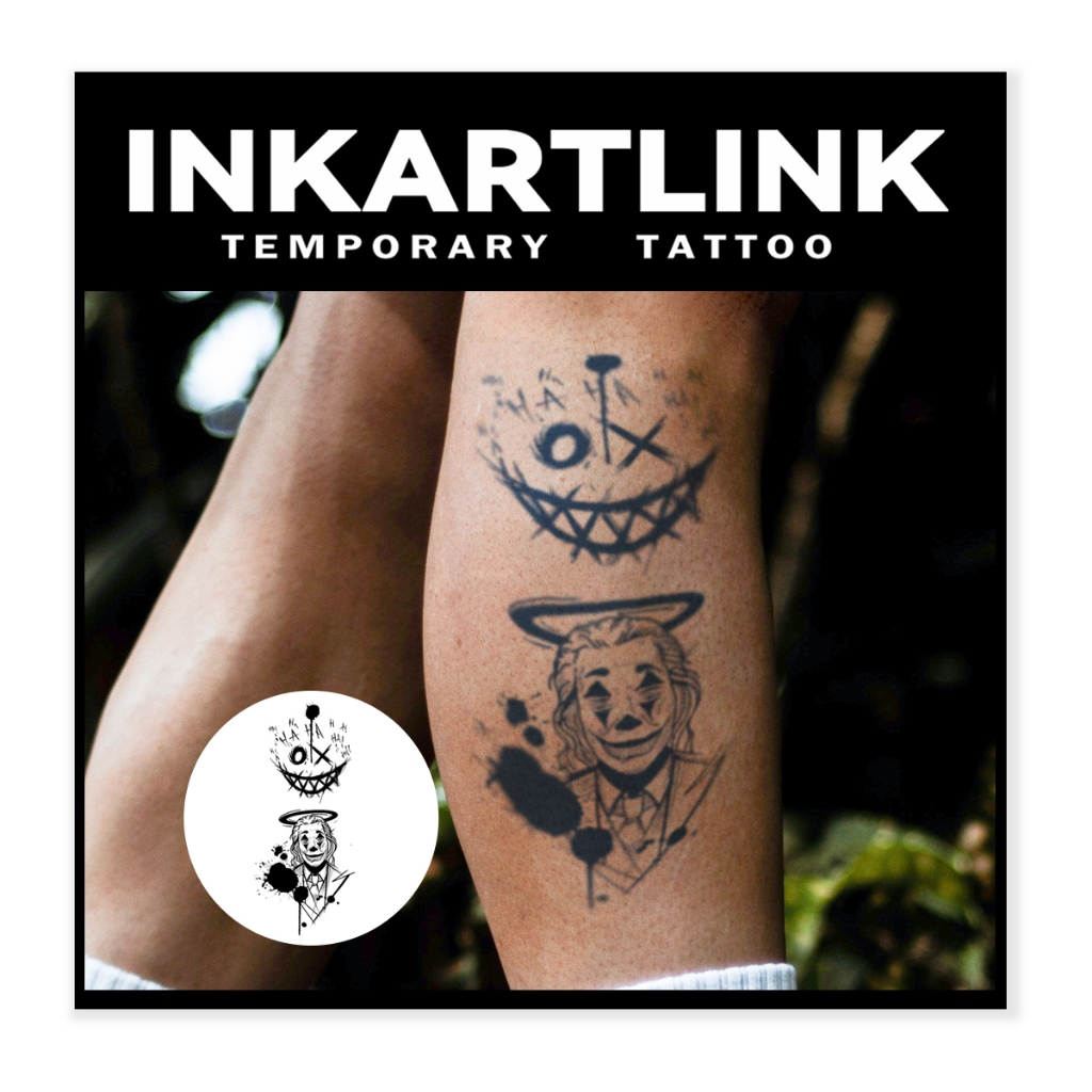 Clown and Smiley Face temporary tattoo stickers, waterproof long ...