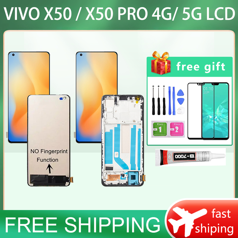 Original For VIVO X50 / X50 Pro 4G/ 5G LCD Display Touch Screen With Frame Replacement X50 / X50 ...
