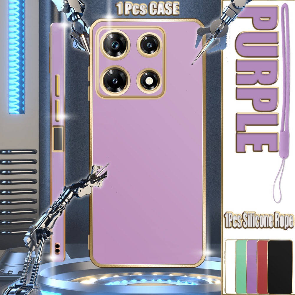 For Infinix Note 30 Pro 4G X678B Electroplated Case with Silicone Rope ...