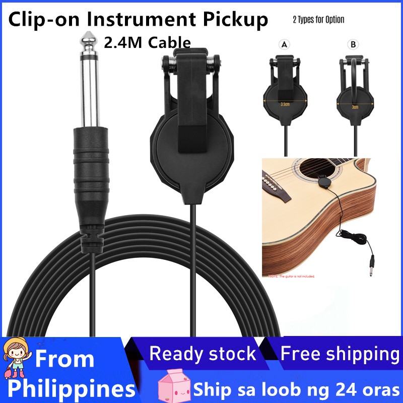 [COD] Clip-on Instrument Pickup Guitar Pick-up Mini Transducer with 1/4 ...