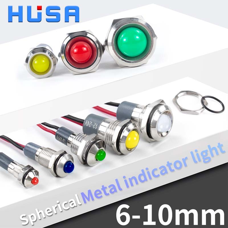 6/8/10mm spherical Metal LED Warning Indicator Light Signal Lamp Pilot ...