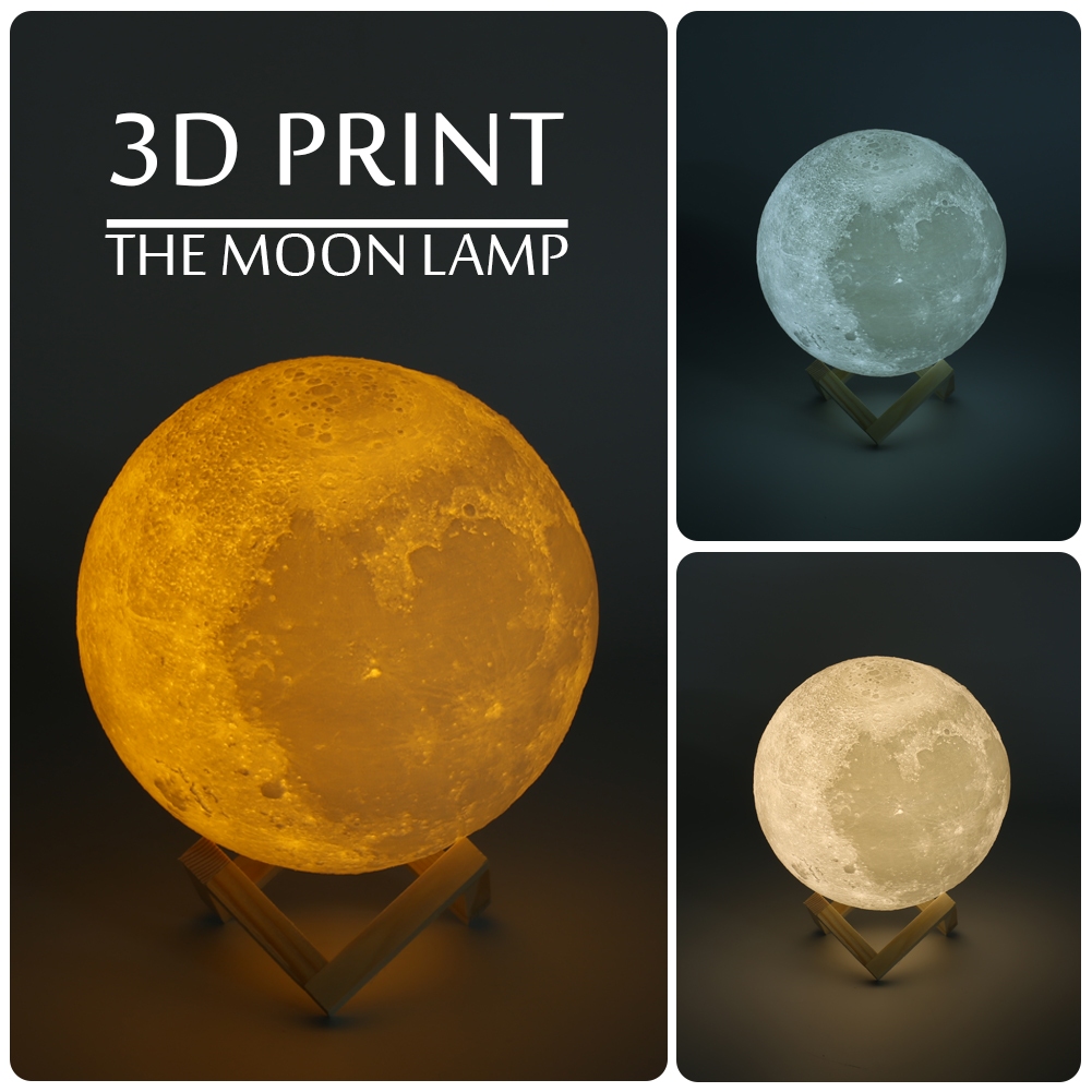 3D Moon Lamp USB LED Night Moonlight Gift Touch Sensor 3 Colors ...