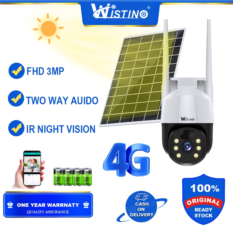 Wistino Outdoor Waterproof IP66 3MP Solar Battery Powered Camera Solar Power V380 PRO CCTV 4G IP ...