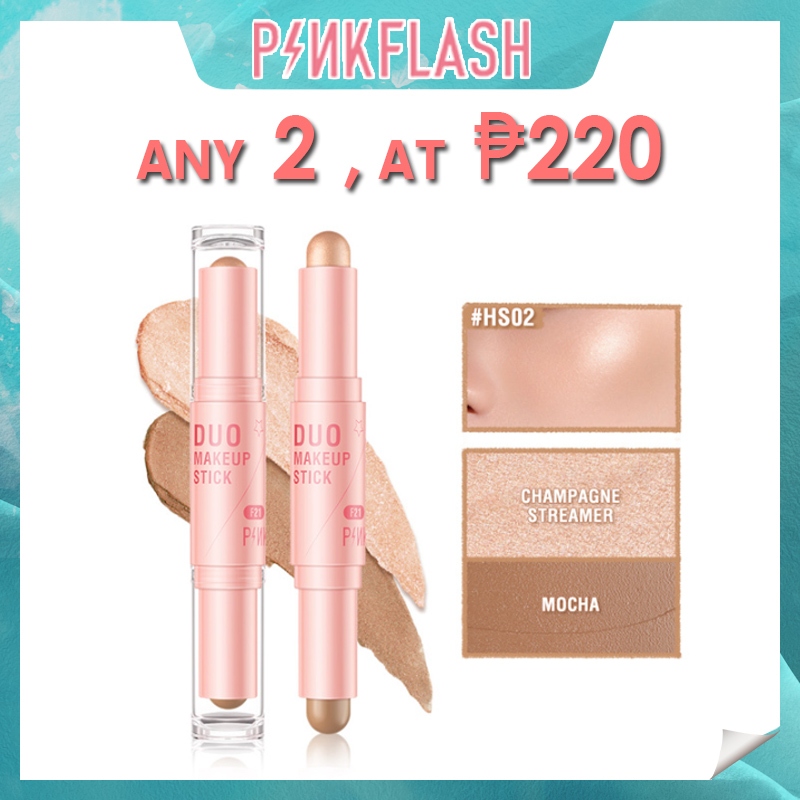 PINKFLASH 2 In 1 Shadow Contour Makeup Highlight Blush Stick Magic ...