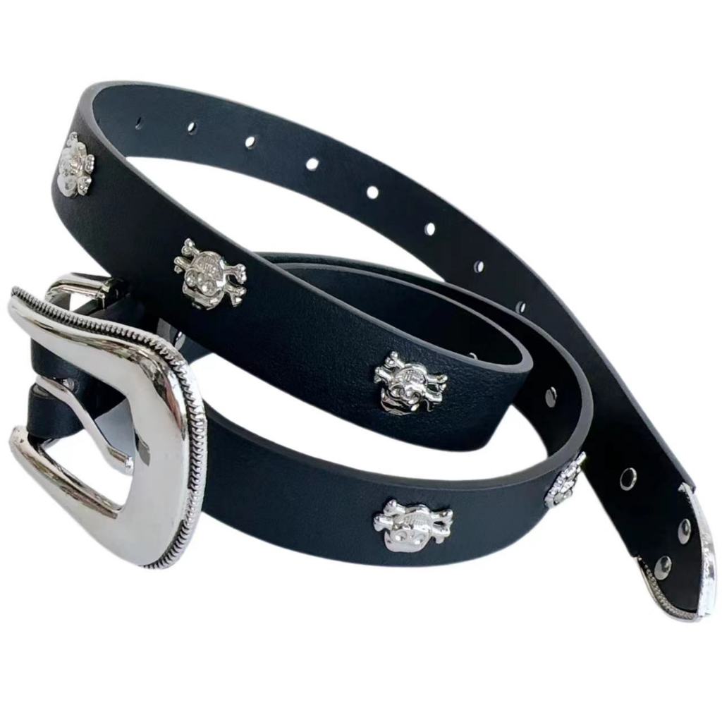 New Retro Punk Hot Girl Skull Black Belt Ladies Belt | Shopee Philippines
