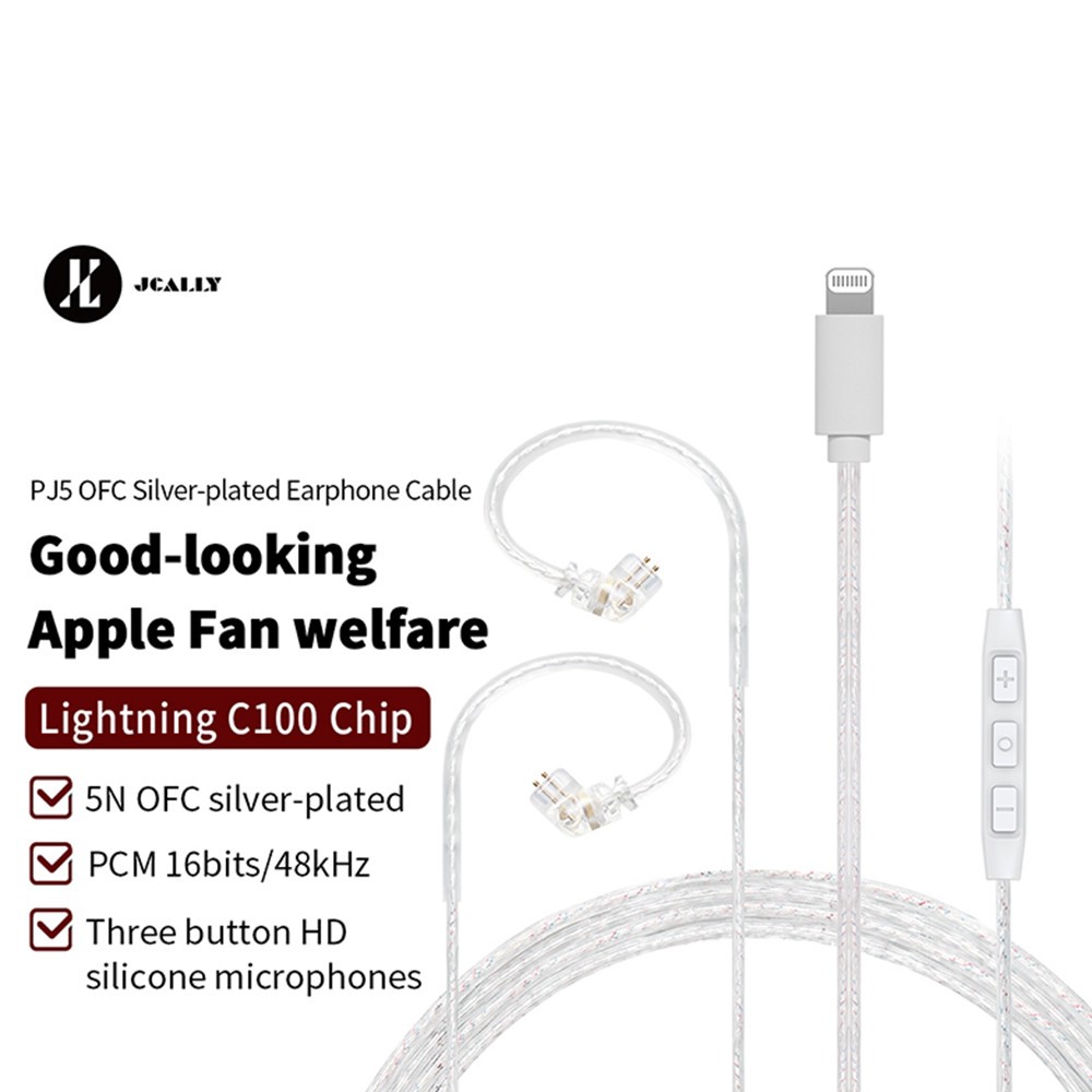 JCALLY PJ5 Lighting 5N OFC Silver-plated QDC KZ C Pin Earphone Upgrade ...