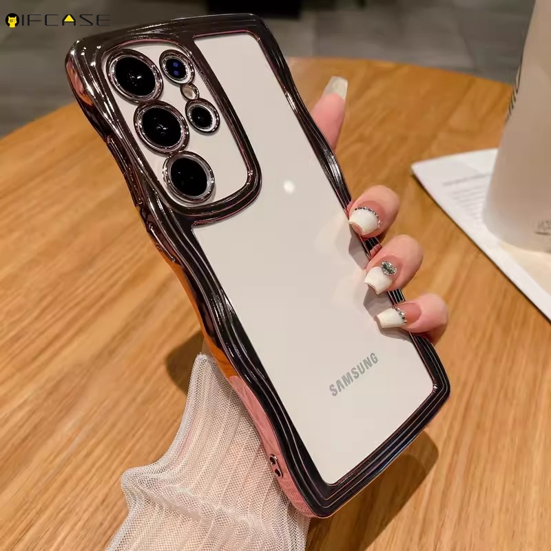 Samsung Galaxy S22 S21 Ultra S21 S20 FE S10 Plus S10+ Phone Case 3D Stereo Wave Plating Shiny ...