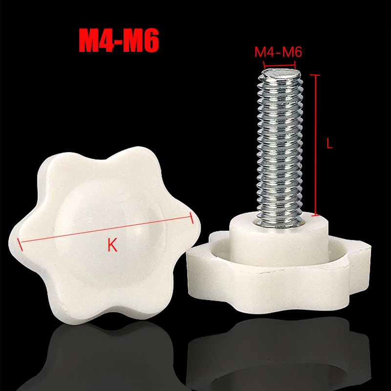 5/10PCS Star Knob Grip White M4/M5/M6 Male Thread Star Shaped Head Knob ...