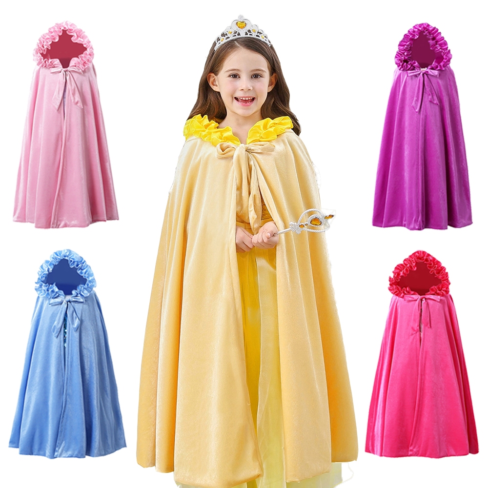 3-10 Years Girls Princess Cape Fashion Solid Color Long Cloak Christmas ...