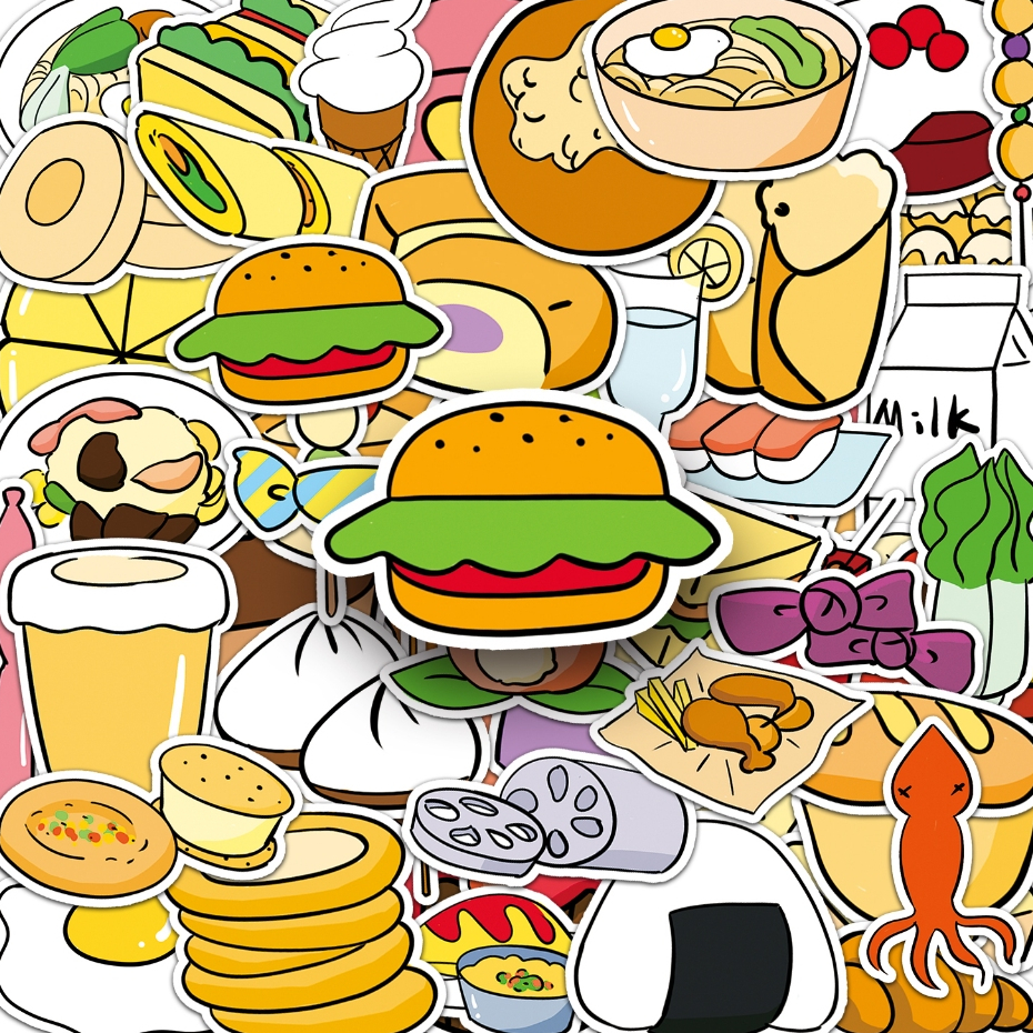 50pcs Cartoon Creative Food Muffin Breakfast Dessert Graffiti ...