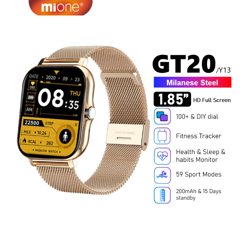 MIONE GT20 Smart Watch 8 Metal Strap For Men Women Fitness Sports ...