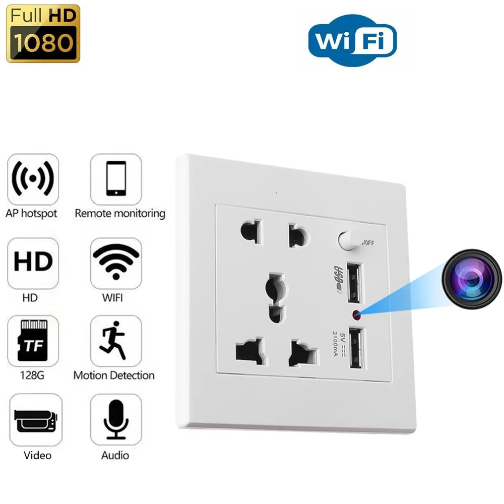 HD 1080P Wall Plug outlet Socket spy Camera Wifi Home Security ...