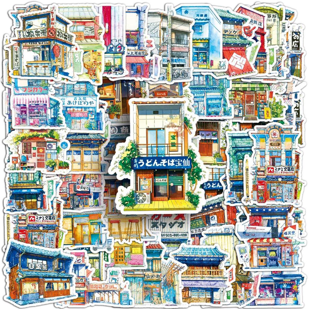 50Piece Funny Japanese Style Street Side Shop Fashion Waterproof ...
