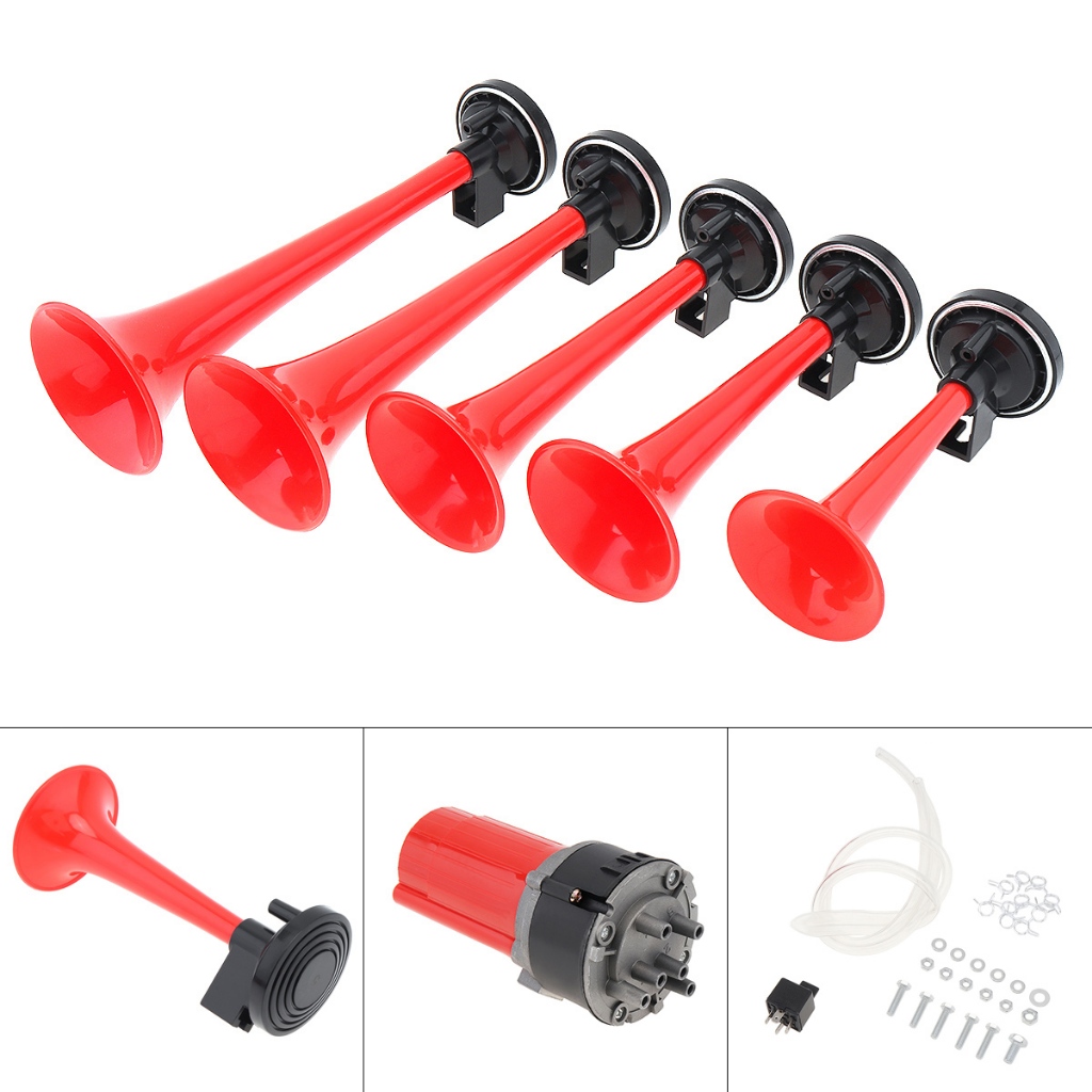 125dB Car Air Horn Full Complete System 5 Trumpet Musical Sound Air ...