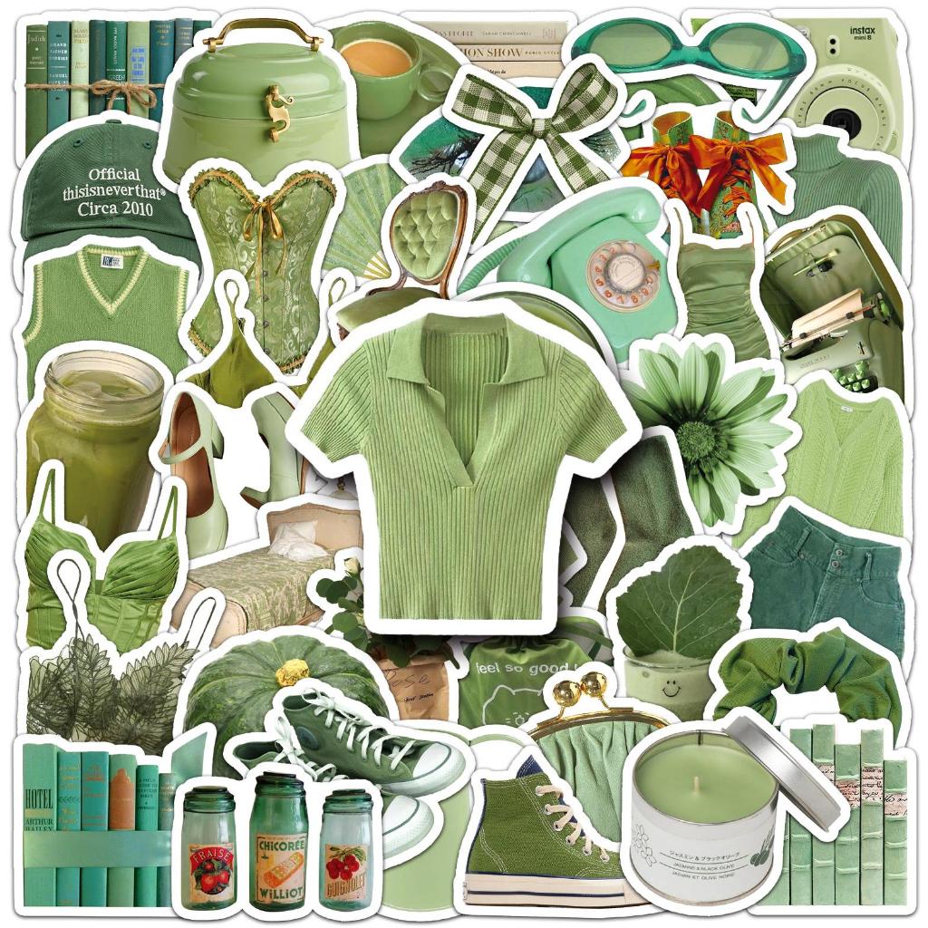 50pcs Ins Style Green Graffiti Waterproof Stickers For DIY Phones ...
