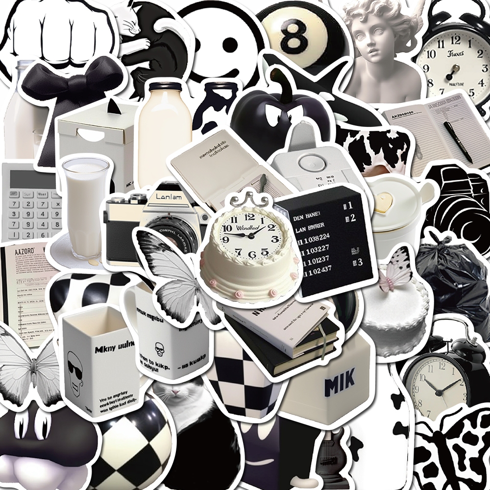 50pcs minimalist art ins style black and white stickers Exquisite DIY ...