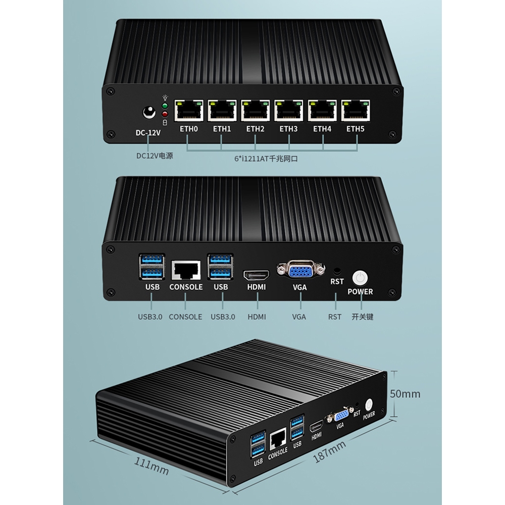 6th Generation Pentium Intel 4405U Pfsense Router Server 6*1000M Lan ...