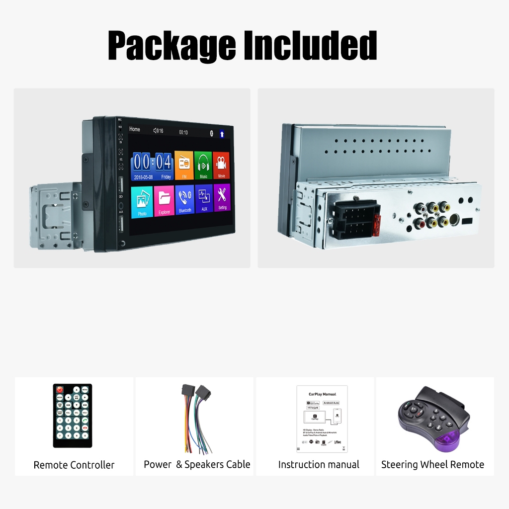 ESSGOO 7 Inch car MP5 Player 1 Din 2 din Universal Car Stereo With Bluetooth Touch Screen ...