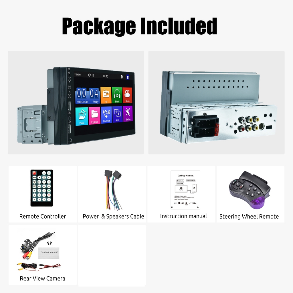 ESSGOO 7 Inch car MP5 Player 1 Din 2 din Universal Car Stereo With Bluetooth Touch Screen ...