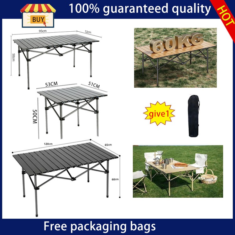 Roll shaped alloy material portable folding table outdoor folding table ...