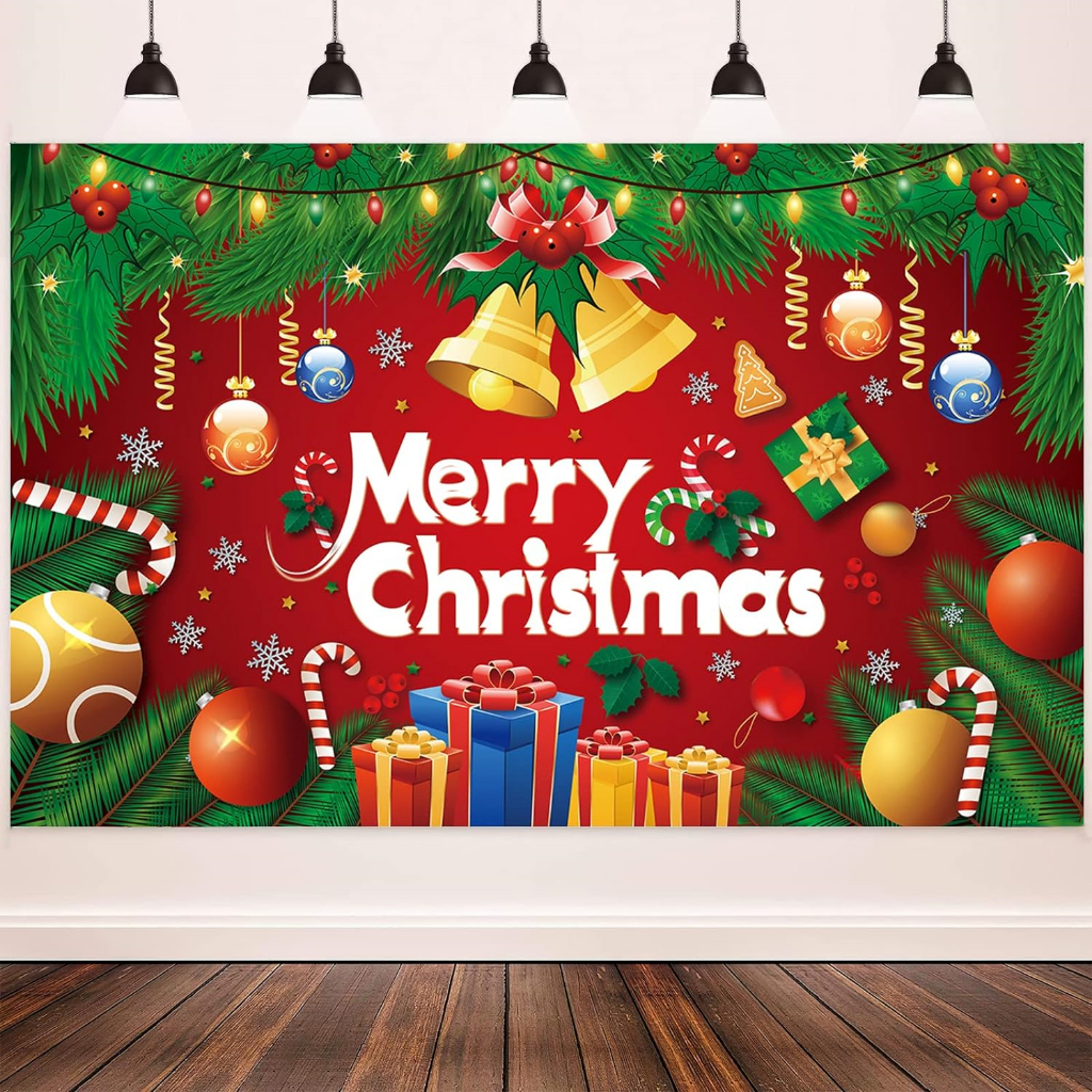 Christmas Photography Backdrop Banner Merry Christmas Party Decoration ...