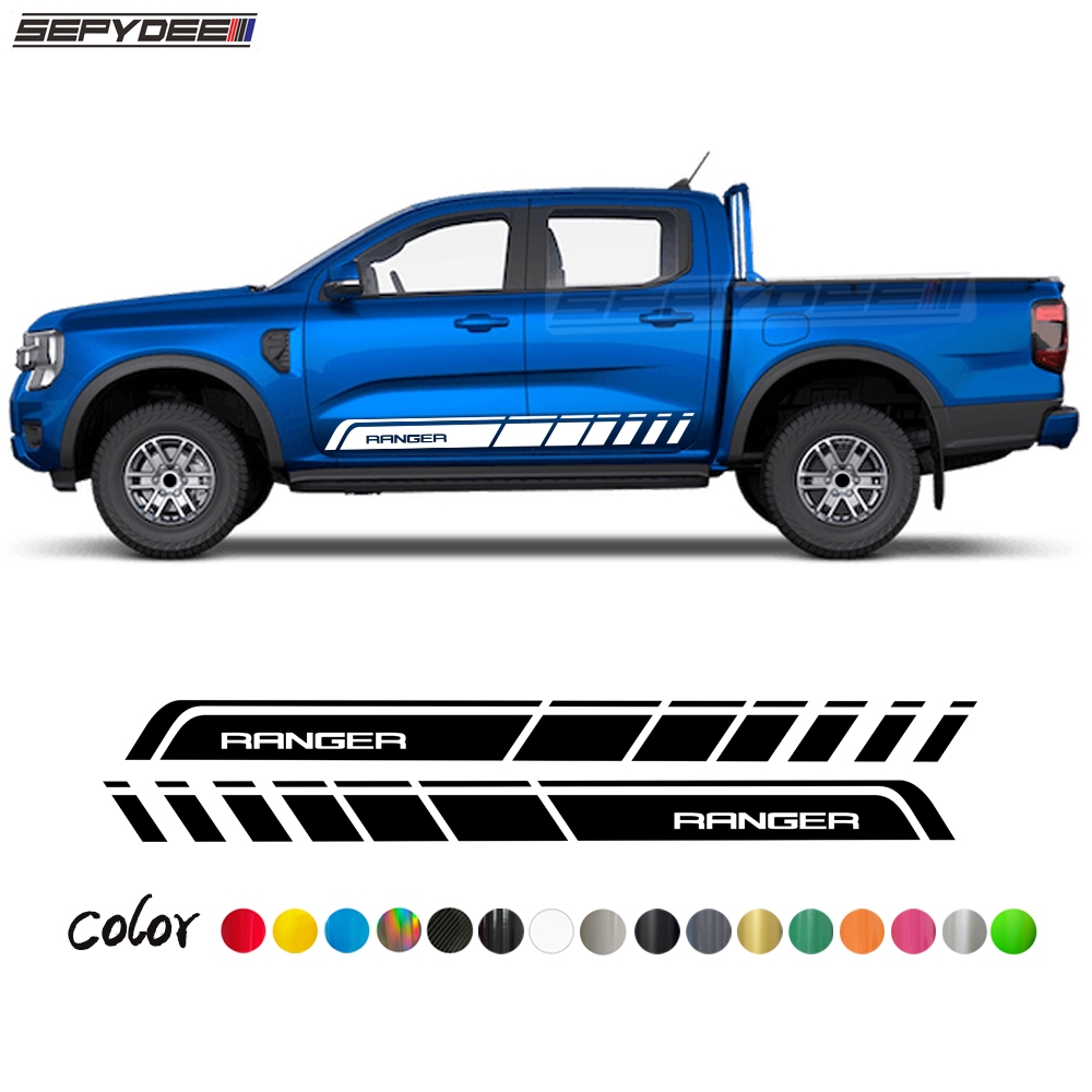[Ready Stock] 2Pcs For Ford Ranger Raptor Car Door Side Stripes Skirt ...