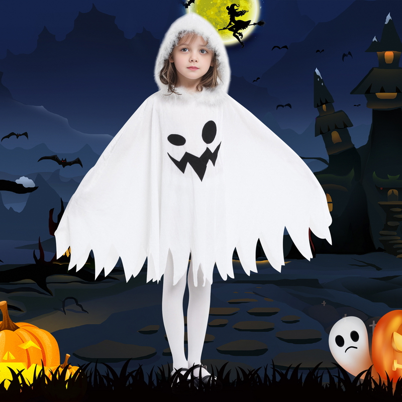 Halloween Holiday White Ghost Kids Cosplay Cute girl Costume Game Demon ...