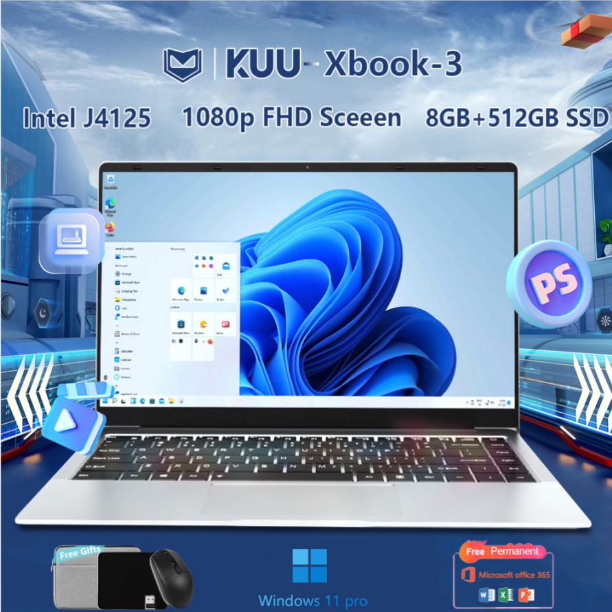 KUU XBOOK-3 14.1Inch Laptop 8GB RAM 512GB SSD Intel J4125/J4105 Quad ...