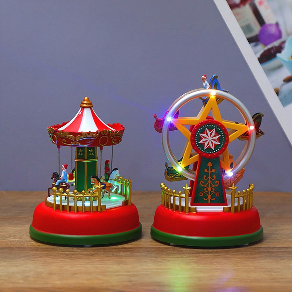 Romantic Carousel Horse Rotating Music Box Cake Decoration Christmas ...
